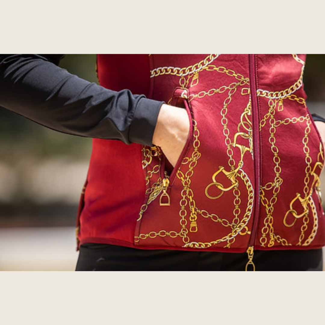 Burgundy Print Equestrian Riding Vest – Dressage Queen Dream