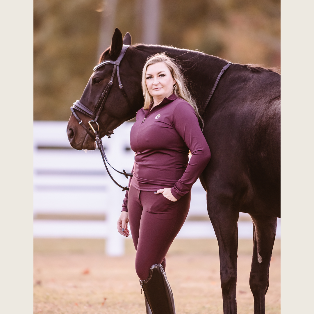 Burgundy Elegant Equestrian Riding Shirt – Dressage Queen Dream