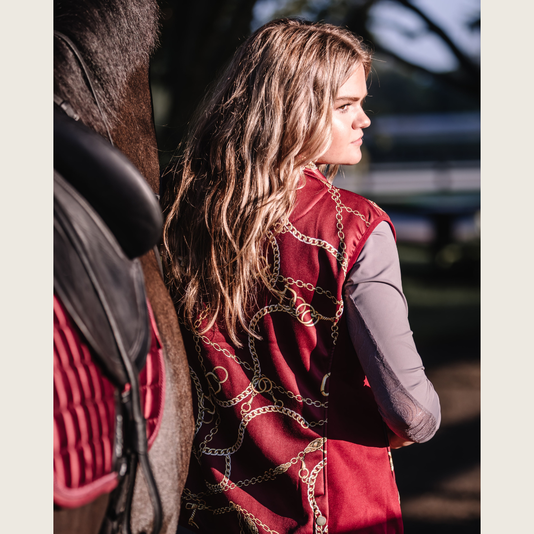 Burgundy Print Equestrian Riding Vest – Dressage Queen Dream